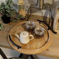 China Home Restaurant Bar Hotel Wedding Wooden Plain Color Serving Tray with Handle Decorative for sale