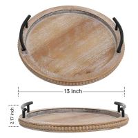 China Home Restaurant Bar Hotel Wedding Wooden Plain Color Serving Tray with Handle Decorative for sale