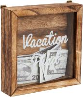 China Competitive Burnt Style Wooden Vacation Fund Box for Environmental Savings Piggy Bank for sale