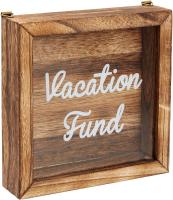 China Competitive Burnt Style Wooden Vacation Fund Box for Environmental Savings Piggy Bank for sale