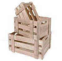 China Decorative Wooden Storage Container Boxes Set Of 3 Crates with Handles 13.25x9.5x5.5 for sale