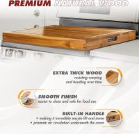 China Wooden Stove Cover for Gas Burners and Electric Stove Carved 3 in 1 RV Stovetop Cover for sale