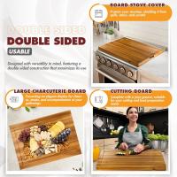 China Wooden Stove Cover for Gas Burners and Electric Stove Carved 3 in 1 RV Stovetop Cover for sale