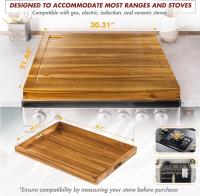 China Wooden Stove Cover for Gas Burners and Electric Stove Carved 3 in 1 RV Stovetop Cover for sale