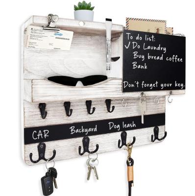 China Environmental Rustic Wall Mount Key and Mail Organizer with Chalkboard for Farmhouse Decor for sale