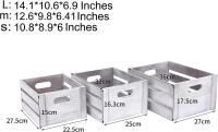 China Rustic White Wooden Display Crate Set of 3 Decorative Pine Storage Crates NO Foldable for sale