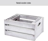 China Rustic White Wooden Display Crate Set of 3 Decorative Pine Storage Crates NO Foldable for sale