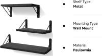 China Set of 3 Modern Adjustable Black Wall Mounted Rustic Wood Floating Shelves for Storage for sale