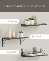 China Set of 3 Modern Adjustable Black Wall Mounted Rustic Wood Floating Shelves for Storage for sale