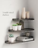 China Set of 3 Modern Adjustable Black Wall Mounted Rustic Wood Floating Shelves for Storage for sale