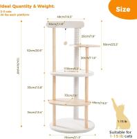 China Customized Size 51 Inches 5-Level Cat Tree Cat Tower Activity Center With Scratching Posts Beige for sale
