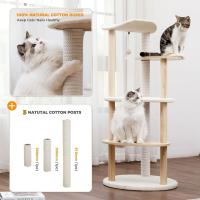 China Customized Size 51 Inches 5-Level Cat Tree Cat Tower Activity Center With Scratching Posts Beige for sale