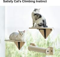 China Home Furniture Cat Climber Set Wooden Window Perch Climbing Steps and Scratching Post for sale