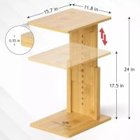 China Adjustable Rectangle Bamboo C Shaped Side Table for Wooden Coffee Table Behind Sofa for sale