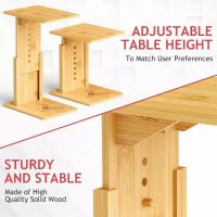 China Adjustable Rectangle Bamboo C Shaped Side Table for Wooden Coffee Table Behind Sofa for sale