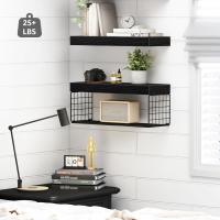 China Basins Wood Bathroom Shelves Over Toilet Wall Mounted Floating Shelves Farmhouse Shelf Toilet Paper Storage for sale
