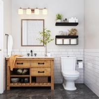 China Basins Wood Bathroom Shelves Over Toilet Wall Mounted Floating Shelves Farmhouse Shelf Toilet Paper Storage for sale