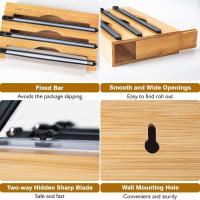 China Slide Cutter Kitchen Drawer Organizer Bamboo 3 in 1 Foil and Plastic Cling Wrap Dispenser for sale