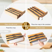 China Slide Cutter Kitchen Drawer Organizer Bamboo 3 in 1 Foil and Plastic Cling Wrap Dispenser for sale