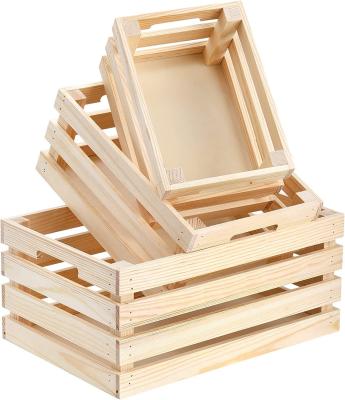 China Home Decoration Wooden Crates with Handle in Brown Gray or Custom Color for sale
