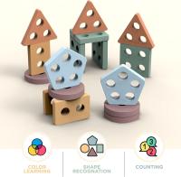 China Home Furniture Wooden Shape Sorter and Color Stacker Perfect Gift for Preschool Kids for sale
