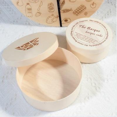 China Round Box for Burger Cake Tray Customized Logo Acceptable Compostable Wood Container for sale