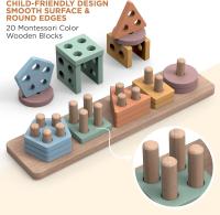 China Home Furniture Wooden Shape Sorter and Color Stacker Perfect Gift for Preschool Kids for sale