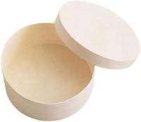 China Round Box for Burger Cake Tray Customized Logo Acceptable Compostable Wood Container for sale