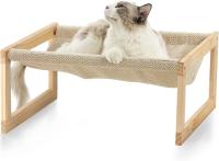 China Mail Packing Y Wooden Cat Hammock 21 X 16.5 Inch Elevated Pet Furniture Wood Color for sale