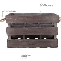 China Solid Box Vintage-Style Brown Wooden Wine Crate Basket with Handles and Stain Color for sale