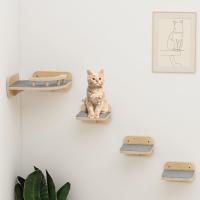 China Home Furniture Custom Size Wall Mounted Cat Furniture Corner Climbing Shelf Perches With 3 Wide Steps for sale