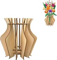 China Occasion Anniversary Wooden Puzzle Flower Vase for Lego Flower Bouquet Building Set for sale