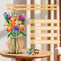 China Occasion Anniversary Wooden Puzzle Flower Vase for Lego Flower Bouquet Building Set for sale