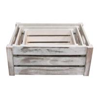 China Set of 3 Wooden Crates with Rope Handles European Regional Feature Wood Material for sale