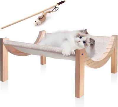 China Elevated Wooden Cat Hammock for Indoor and Outdoor Eco-Friendly Pet Sleeping Place for sale