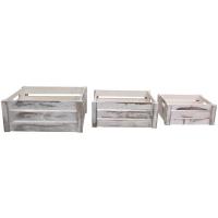 China Set of 3 Wooden Crates with Rope Handles European Regional Feature Wood Material for sale