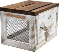 China Wire Grid Design Acrylic Panel Pine Wood Ballot Donation Collector Box for Tableware for sale