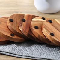 China Printing Custom 9cm Round Bar Home Drink Coasters Wood Bamboo Coaster with Holder for sale