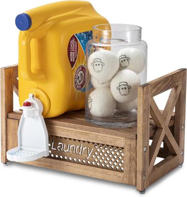 China Wooden Laundry Organizer Durable Stand for Detergent Softeners Enhances Farmhouse Charm for sale