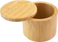 China Multifunctional Bamboo Salt Cellar Storage Box with Magnet Lid Handmade 6 Ounce Capacity for sale