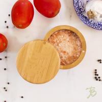China Multifunctional Bamboo Salt Cellar Storage Box with Magnet Lid Handmade 6 Ounce Capacity for sale