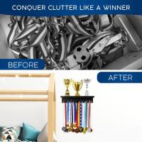 China Wooden Trophy Display Home Appliance Medal Hanger and Trophy Shelf with Hooks for sale