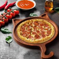 China 7''8''10'' Irregular Wooden Round Cat Display Plate Handmade Solid Wood Pizza Plate for sale
