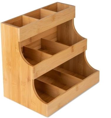 China Other Gift Craft 3-Tier Bamboo Tea Bag Storage Holder Holds 180 Bags in Pine Wood Color for sale