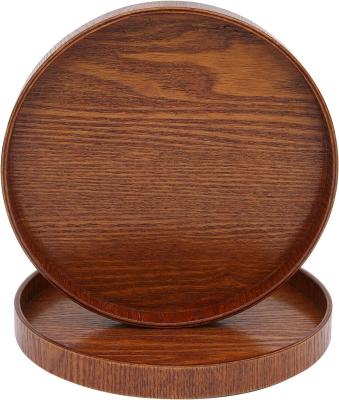 China Wooden Plain Color Round Serving Tray 9.5 Inch Perfect for Home Decor or Coffee Table for sale