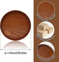 China Wooden Plain Color Round Serving Tray 9.5 Inch Perfect for Home Decor or Coffee Table for sale