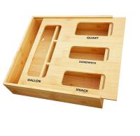 China Keep Your Kitchen Drawer Neat and Tidy with our Popular 4-Slot Bamboo Bag Storage Box for sale