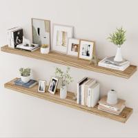 China 48 Inch Wall Shelf Set of 2 Rustic Wood Shelves for Wall Storage in Bathroom Display for sale