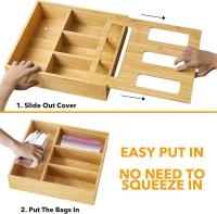 China Keep Your Kitchen Drawer Neat and Tidy with our Popular 4-Slot Bamboo Bag Storage Box for sale