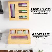 China Keep Your Kitchen Drawer Neat and Tidy with our Popular 4-Slot Bamboo Bag Storage Box for sale